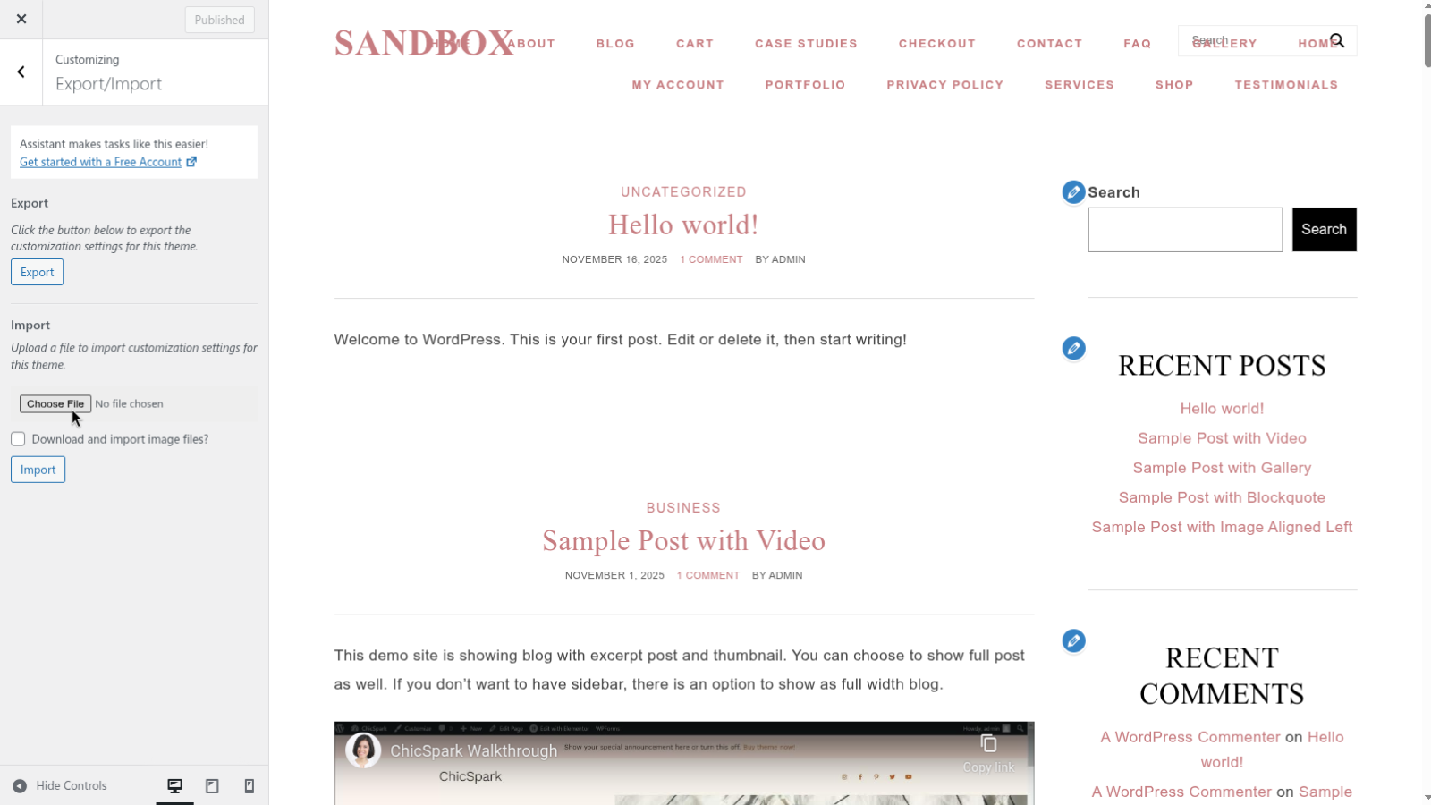 Import Customizer Settings – Bluchic Help Center